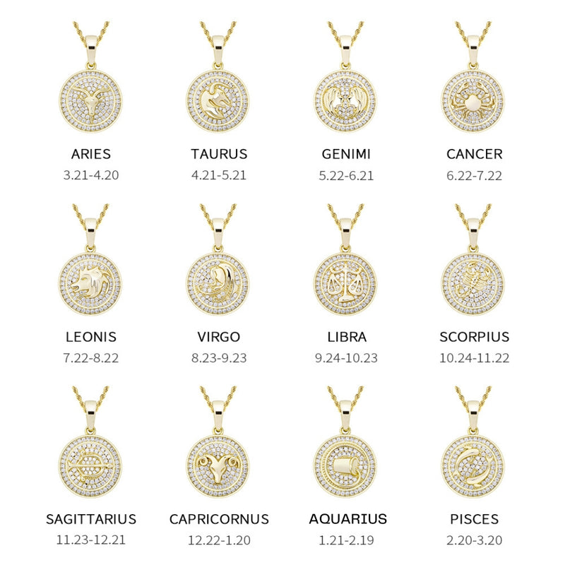 Diamond Zodiac Circle Pendant - Necklaces - BBYKUTE